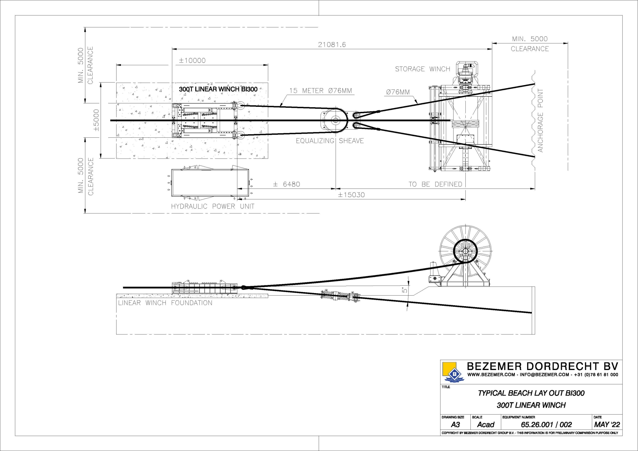 Linear winch type BI 300 - Bezemer Group